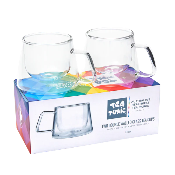Tea Tonic Two Double Walled Glass Tea Cups - Wellness Nutrition Middle Park